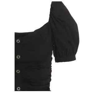 Pinko Ruched Button-up Dress With Bubble Short Sleeves