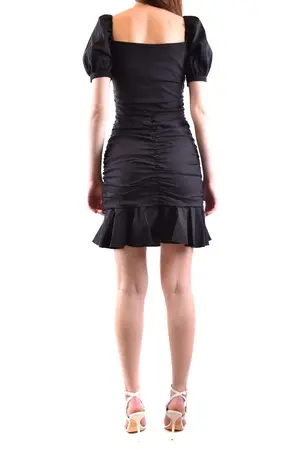 Pinko Ruched Button-up Dress With Bubble Short Sleeves