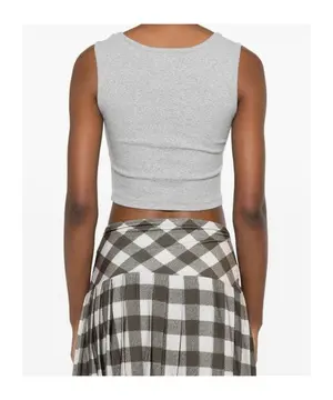 VIVIENNE WESTWOOD Orb Embroidered Ribbed Cropped Top