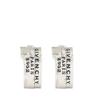 Givenchy Logo Engraved Tape Earrings - White