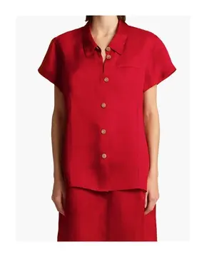 Khaite Keefe Button-up Blouse In Silk Organza - Raspberry