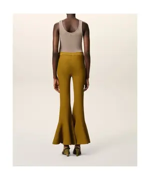 AMI Paris Elasticated-waist Flared Trousers - Brown