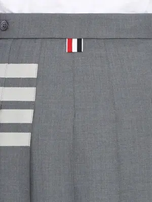 Thom Browne Pleated Asymmetric Midi Skirt With Signature Stripes - Medium Gray