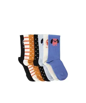 MINI RODINI Patterned Crew Socks Seven-piece Set - Multicolor