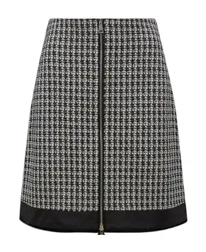 Moncler Tweed Mini Skirt With Fringed Hem - Black