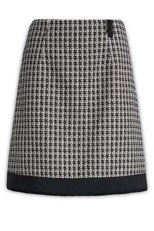 Moncler Tweed Mini Skirt With Fringed Hem - Black