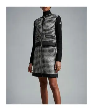 Moncler Tweed Mini Skirt With Fringed Hem - Black