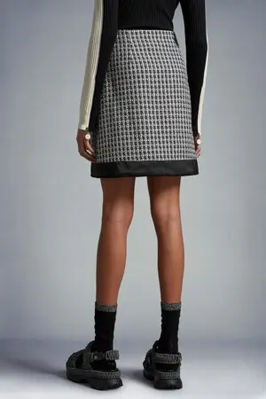 Moncler Tweed Mini Skirt With Fringed Hem - Black
