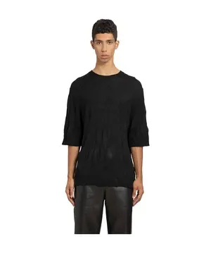 Helmut Lang Crushed Logo Intarsia Knitted T-shirt
