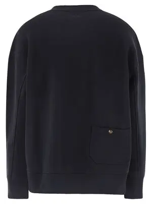 Max Mara Crewneck Long Sleeve Sweatshirt With Logo Detail - Blue