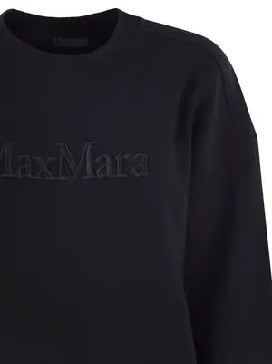Max Mara Crewneck Long Sleeve Sweatshirt With Logo Detail - Blue