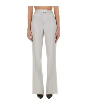 TOM FORD Lustrous Barathea Tailored Tuxedo Wide Leg Pants - Gray