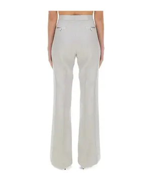 TOM FORD Lustrous Barathea Tailored Tuxedo Wide Leg Pants - Gray