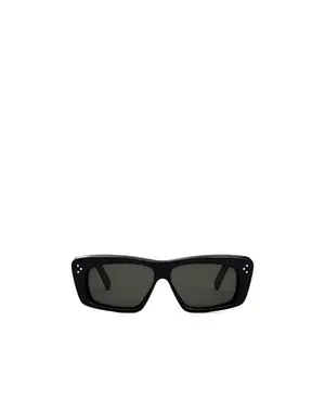 Celine Rectangle Frame Sunglasses With Side Logo Print - Black