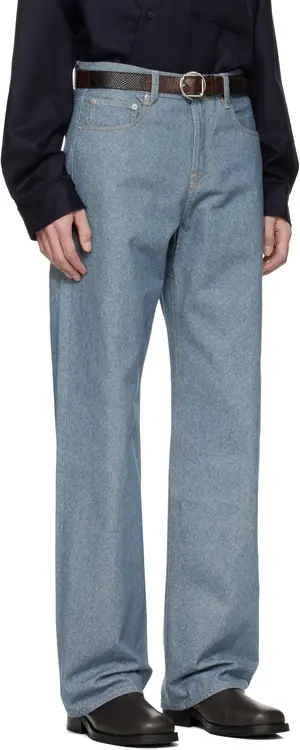 Jacquemus Logo Embroidered Straight-leg Jeans - Blue