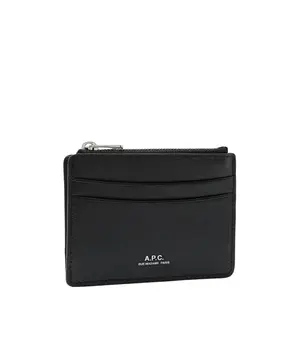 A.p.c. Logo Printed Zipped Card Case - Black