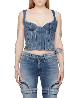 Off-White Bustier Sleeveless Denim Top