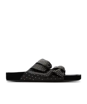 Isabel Marant Étoile Lennyo Bow Studded Slides - Blacksilver