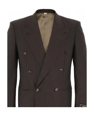 Gucci Houndstooth Stripe Double-breasted Jacket - Brown