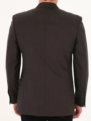 Gucci Houndstooth Stripe Double-breasted Jacket - Brown