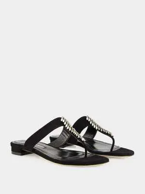 Manolo Blahnik Crystal Embellished Flat Sandals