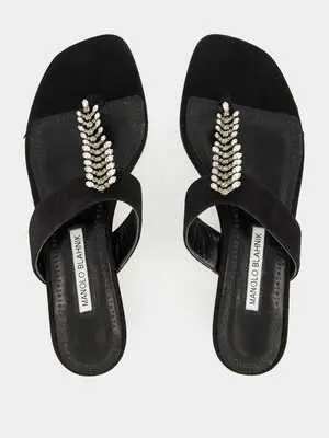 Manolo Blahnik Crystal Embellished Flat Sandals
