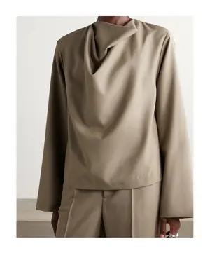 RÓHE Long Sleeve Top With Layered Draped Collar