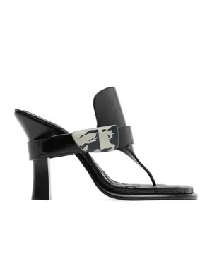 Burberry Bay Equestrian Knight Motif Sandals - Black