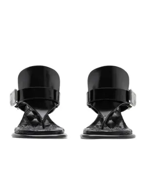 Burberry Bay Equestrian Knight Motif Sandals - Black