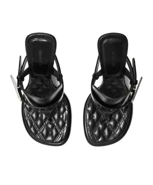 Burberry Bay Equestrian Knight Motif Sandals - Black