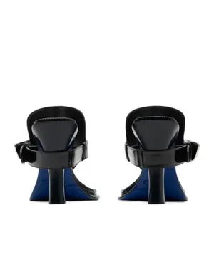 Burberry Bay Equestrian Knight Motif Sandals - Black