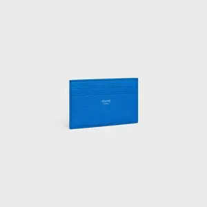 Celine Card Holder In Grained Calfskin - Blue
