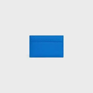Celine Card Holder In Grained Calfskin - Blue