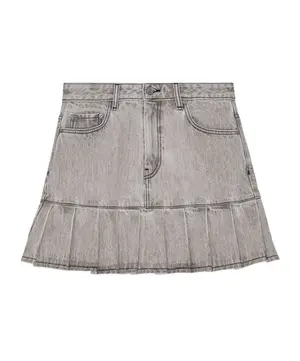 GANNI Pleated Denim Mini Skirt