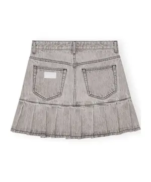 GANNI Pleated Denim Mini Skirt