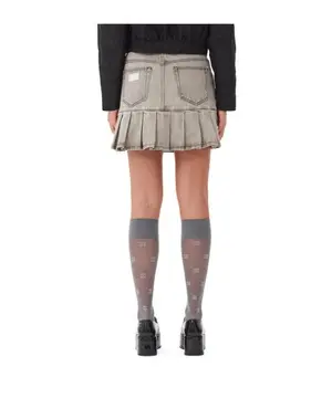 GANNI Pleated Denim Mini Skirt