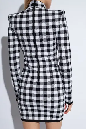 Balmain Gingham Fine Knit Dress
