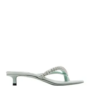 JIMMY CHOO Dila 35 Embellished Thong Sandals - Gray