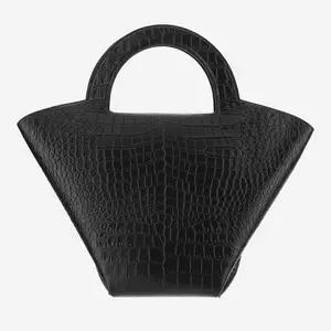 Bottega Veneta Embossed Leather Top Handle Tote Bag - Black