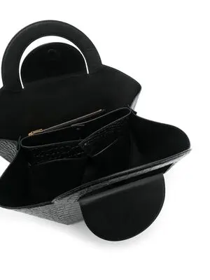Bottega Veneta Embossed Leather Top Handle Tote Bag - Black