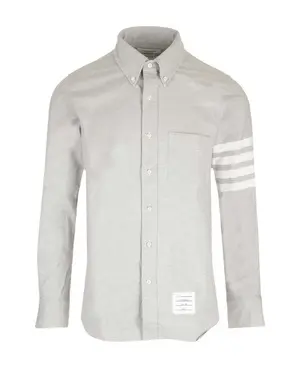 Thom Browne 4-bar Long-sleeved Shirt - Light Gray