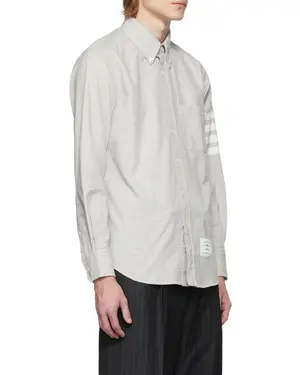 Thom Browne 4-bar Long-sleeved Shirt - Light Gray