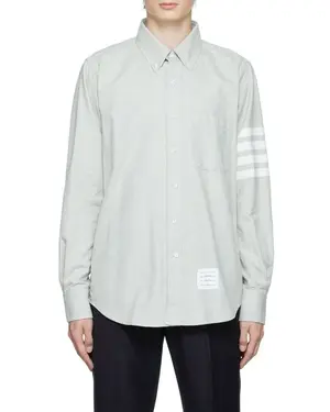 Thom Browne 4-bar Long-sleeved Shirt - Light Gray
