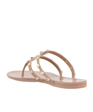 Valentino Garavani Rockstud Open Toe Flat Sandals - Brown