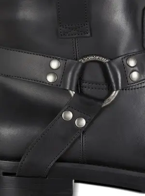 Balmain Biker Ankle Boots With Square Toe And Ring Detail
