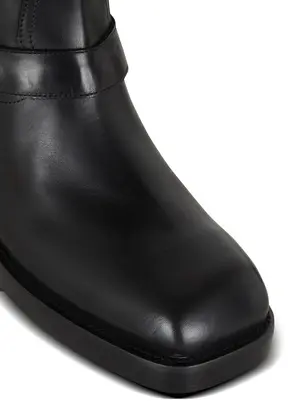 Balmain Biker Ankle Boots With Square Toe And Ring Detail