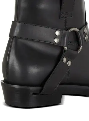 Balmain Biker Ankle Boots With Square Toe And Ring Detail