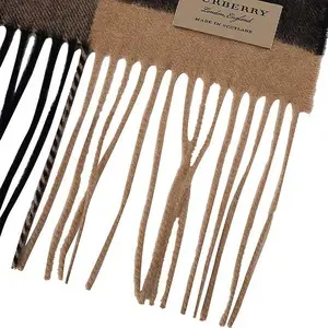Burberry Classic Plaid Fringed Cashmere Scarf