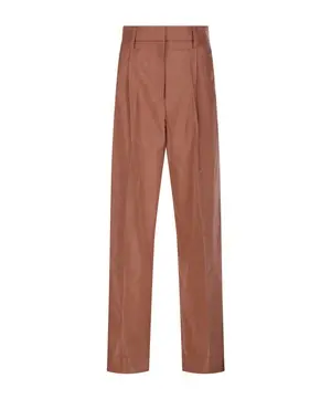 FORTE_FORTE High Waist Straight Leg Trousers - Brown