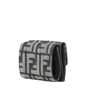 Fendi Baguette Ff Jacquard Micro Trifold Wallet - Black